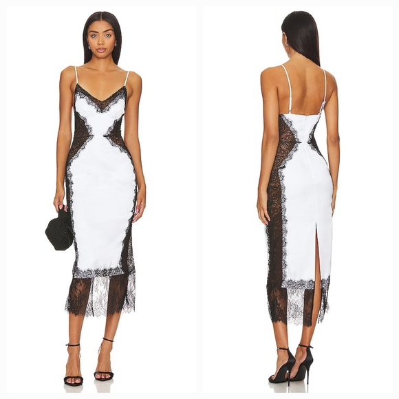 NBA | Dresses | Nbd Lilia Midi Dress In White Black | Poshmark